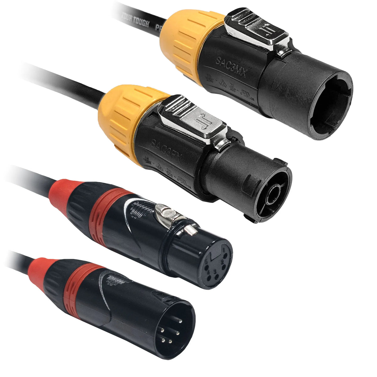 True1 Compatible Male to Female with 5 Pin DMX Combo Cable — Tour Tough